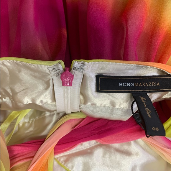 BCBGMaxAzria | Dresses | Bcbg Maxazria 0 Silk Chiffon Pleated Top Long Maxi Dress In Lime Size 6 ...